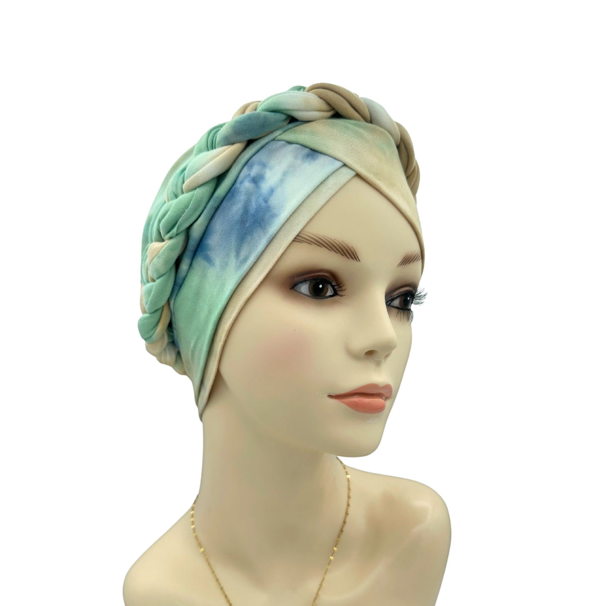 Tie-dye Style Braided Chemo Hat-pearlachemomerch-Pre-tied Cancer Cap ...