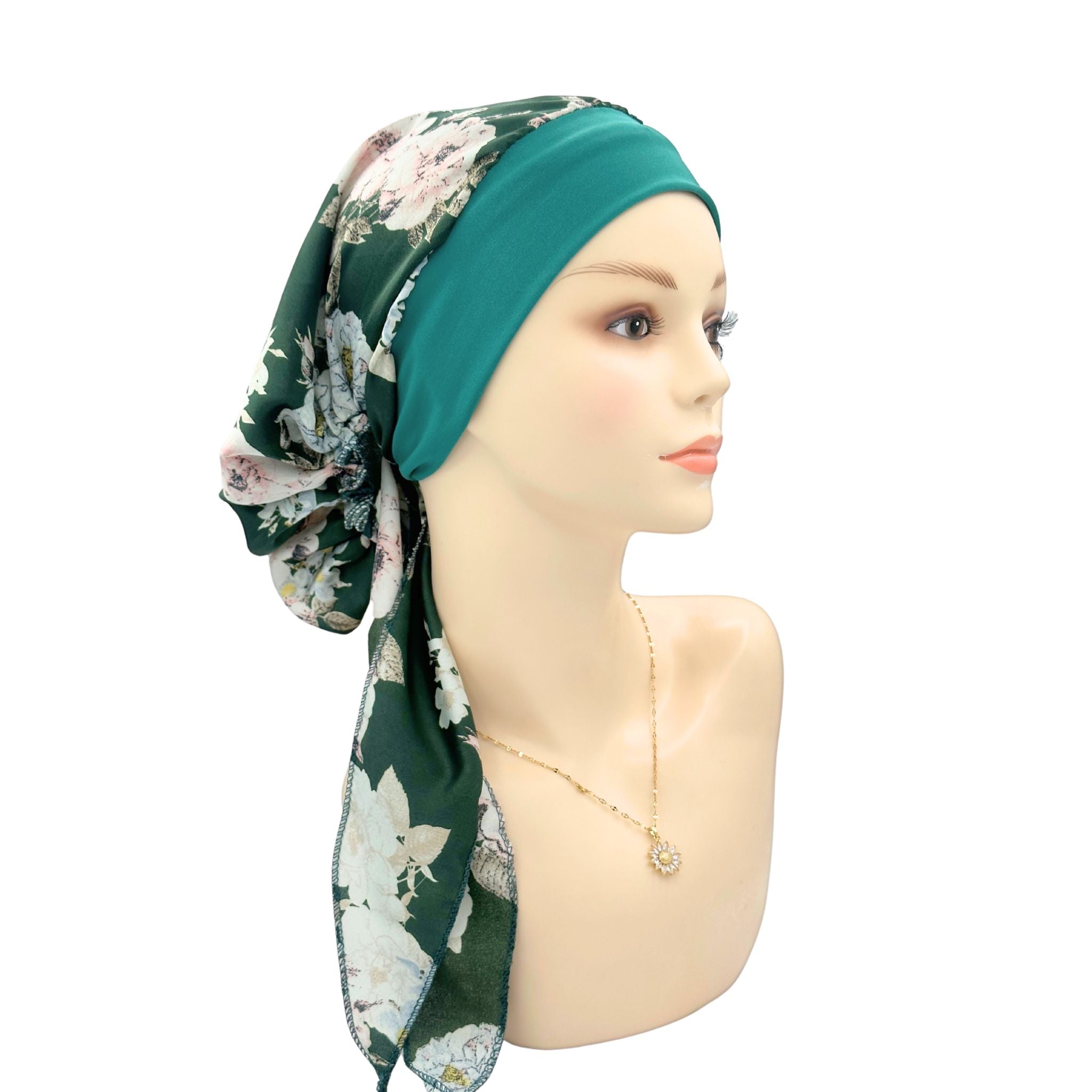 Floral Chemo Head Scarf With Band-PearlaChemoMerch-Chemo Head Scarf ...