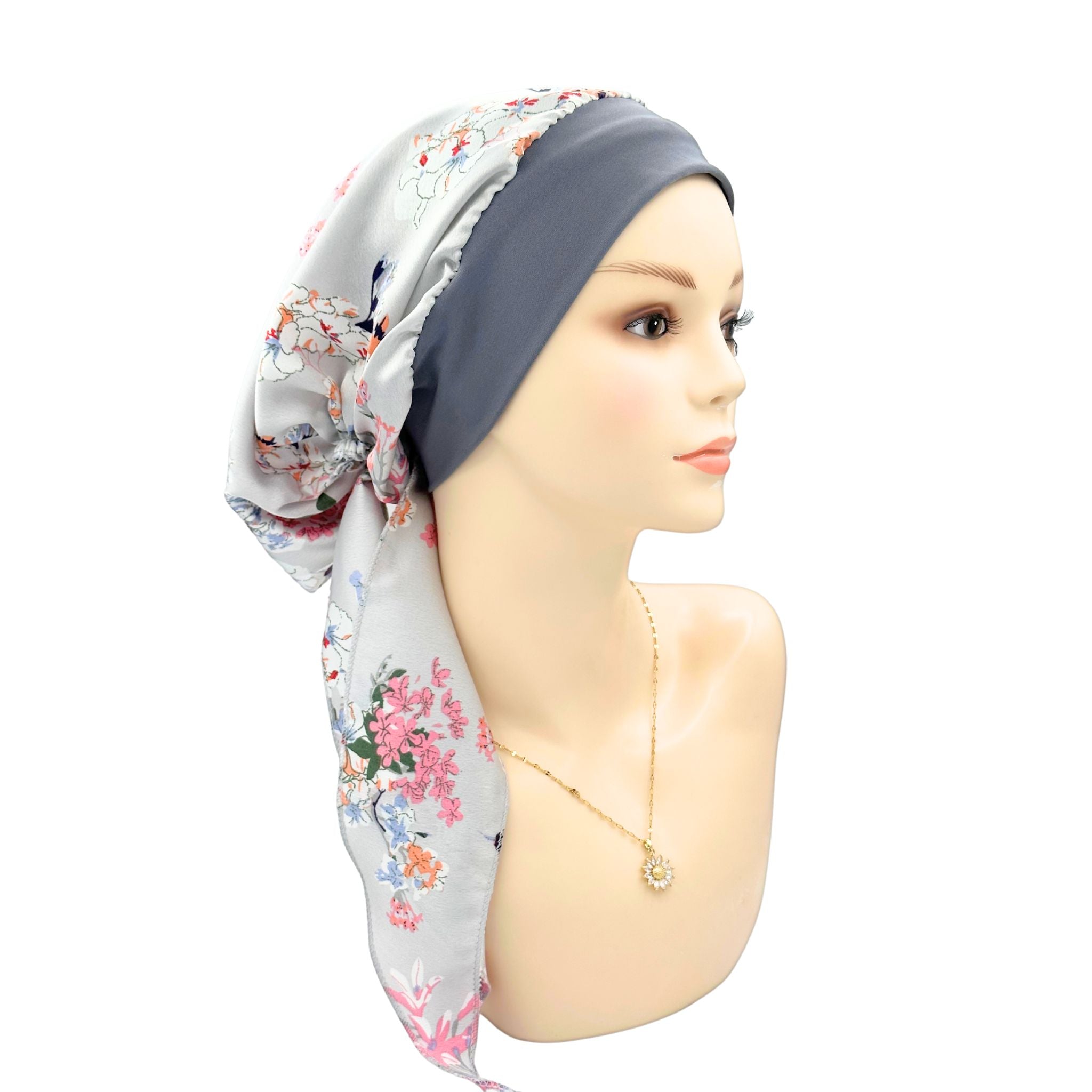 Floral Chemo Head Scarf With Band-PearlaChemoMerch-Chemo Head Scarf ...