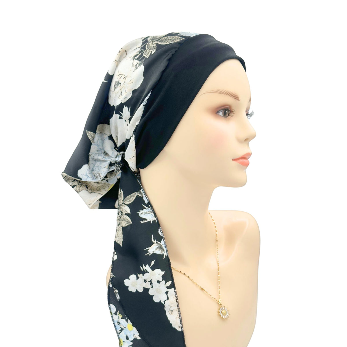 Floral Chemo Head Scarf With Band-PearlaChemoMerch-Chemo Head Scarf ...