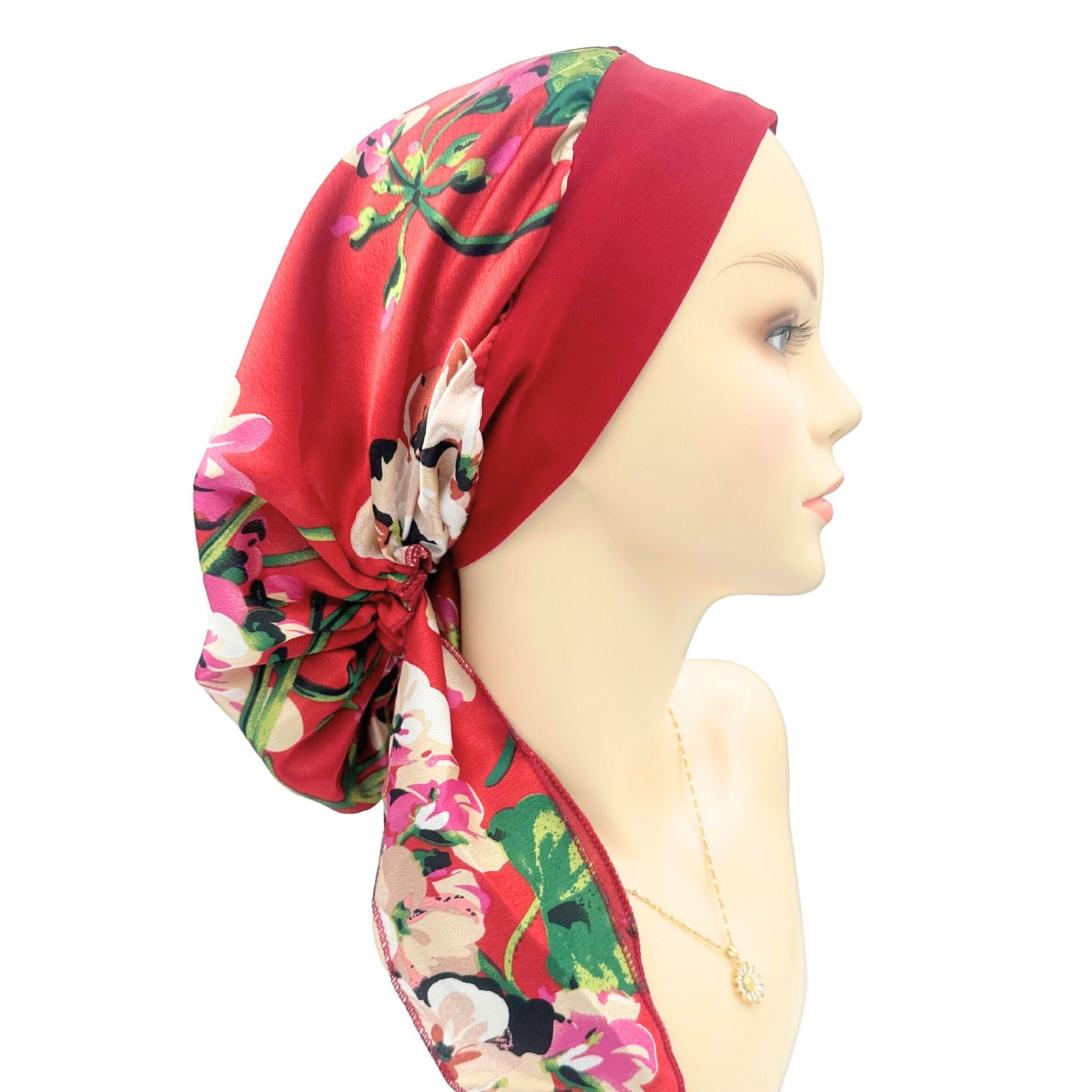 Floral Chemo Head Scarf With Band-PearlaChemoMerch-Chemo Head Scarf ...