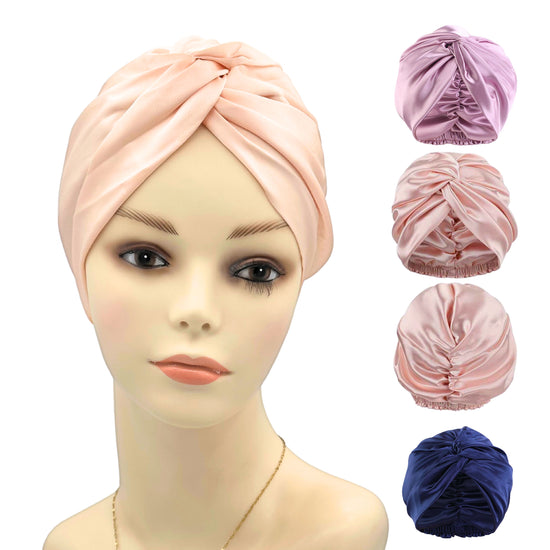 Mulberry Silk Double Layer Sleep Turban-PearlaChemoMerch-Sleep Cap ...