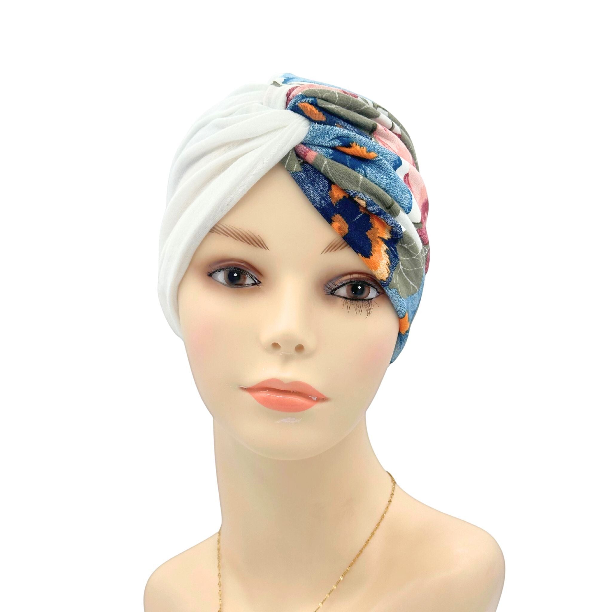Two-Tone Pattern Chemo Cap-Pearla Chemo Merch-Cancer head covering