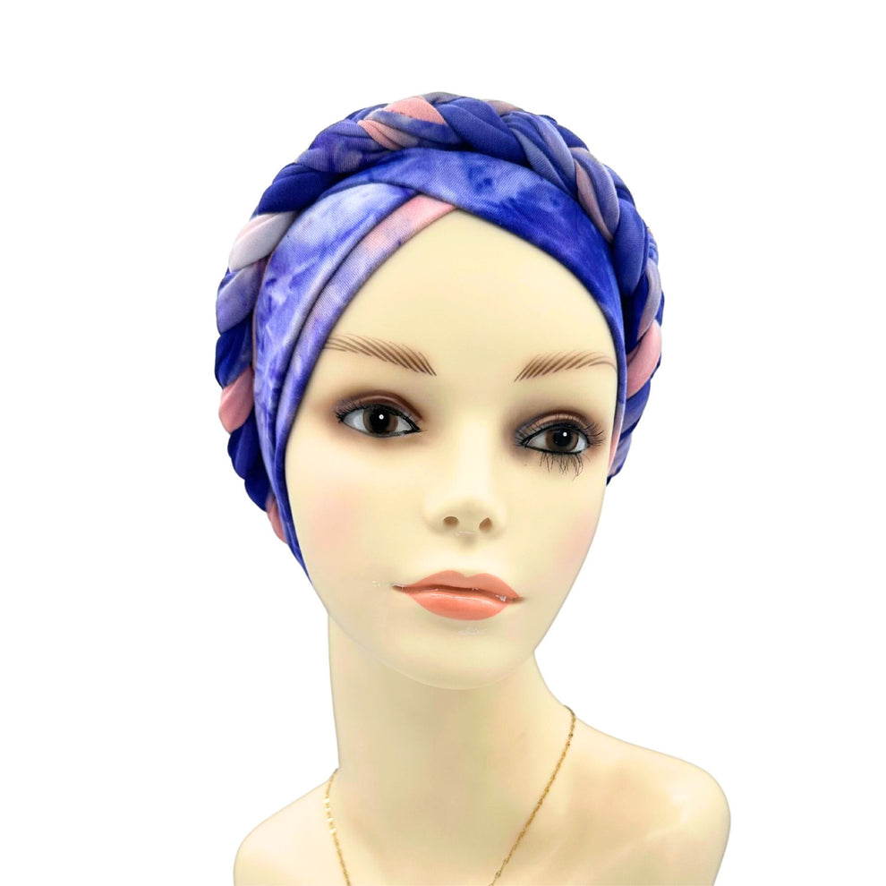 Tie-dye Style Braided Chemo Hat-pearlachemomerch-Pre-tied Cancer Cap ...